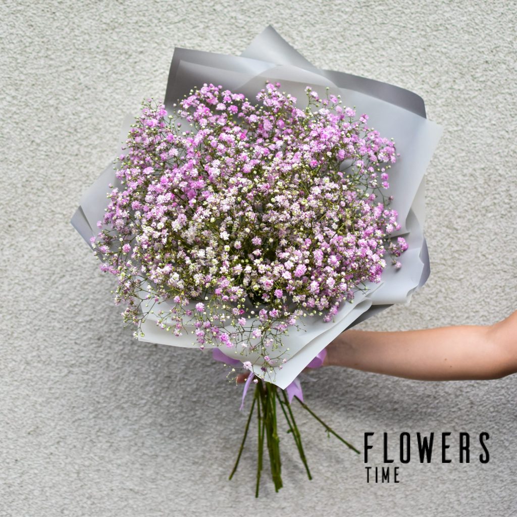 Rausvų gipsofilijų puokštė | Gėlės | Flowers time - Gėlių pristatymas